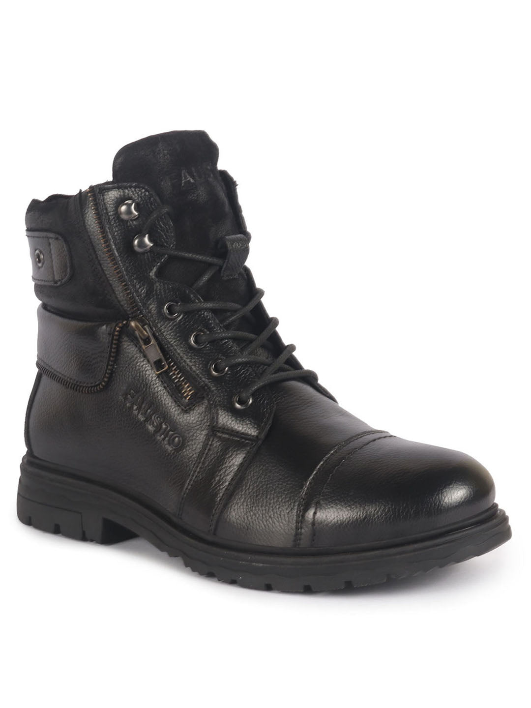 Buy Men Black High Ankle Side Zipper Stylish Cap Toe Boots