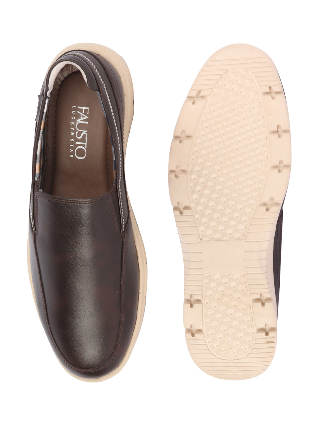 Buy Men Brown Leather Formal Comfort Broad Feet Slip On Shoes