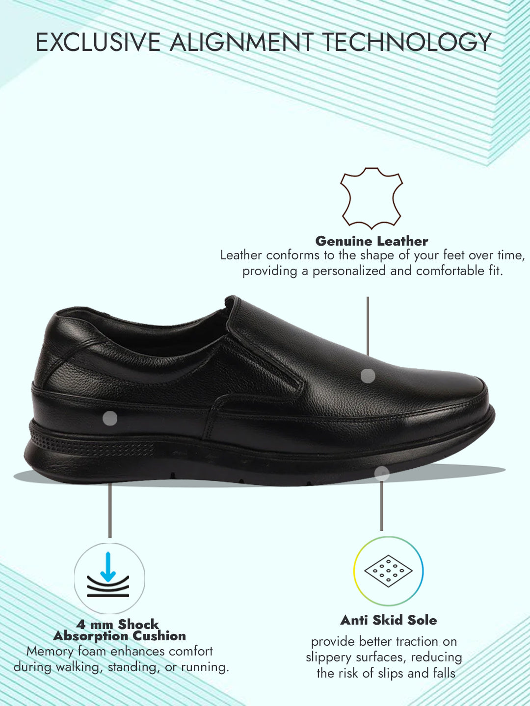 Shop Men's Black Leather Formal Heel Slip on Shoes Online