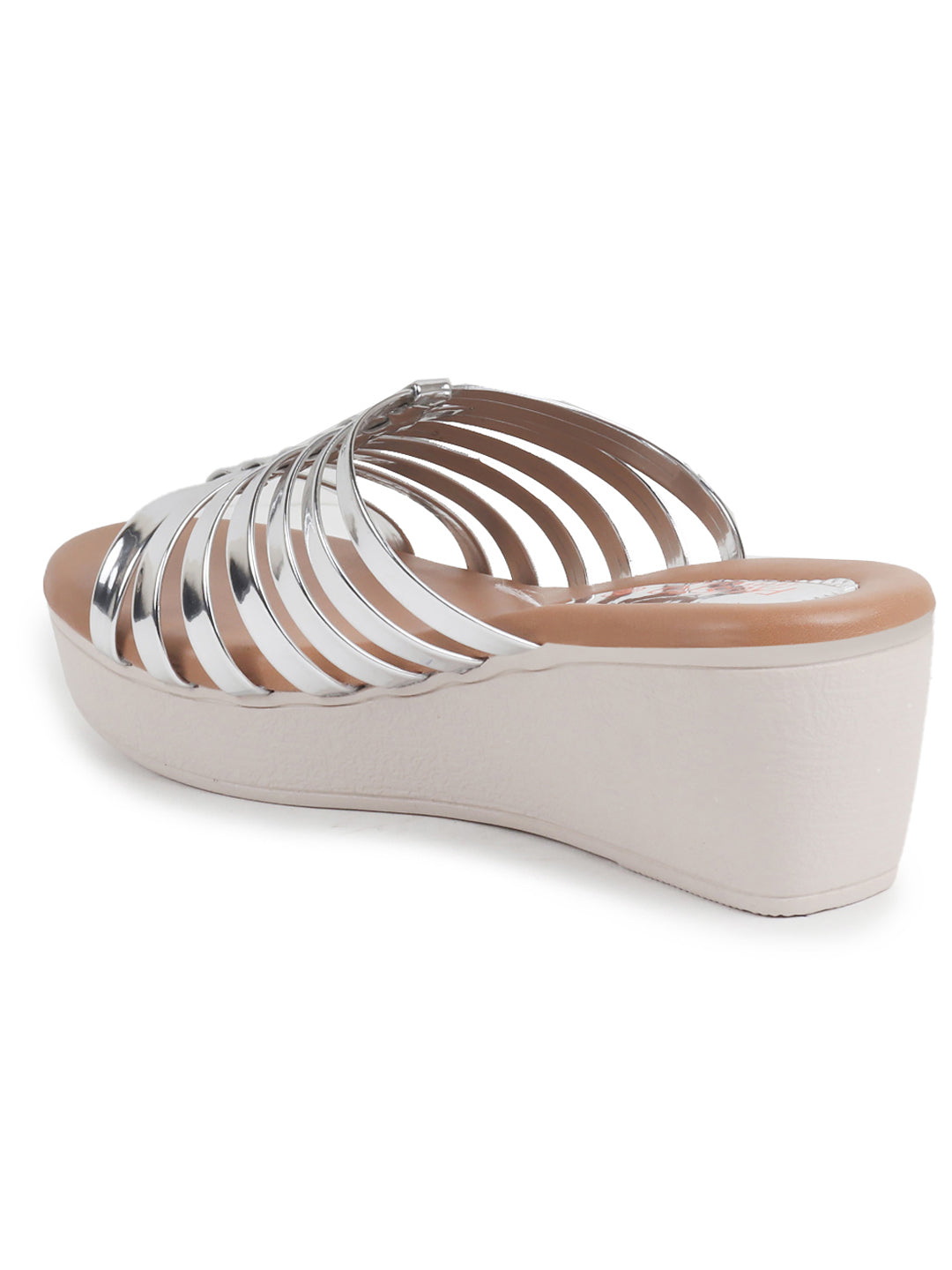 Buy Women Gun Metal Shiny Open Toe Ethnic Sandals Online