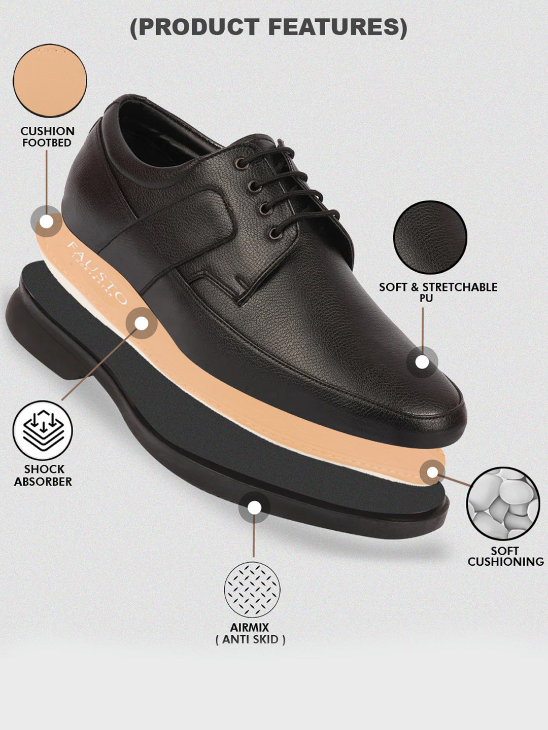 Shop Men Black Formal Side Strip Design Lace Up Shoes Online