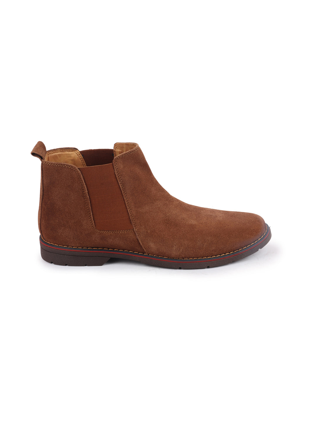 Shop Men Tan Suede Leather Slip On Chelsea Boots Online