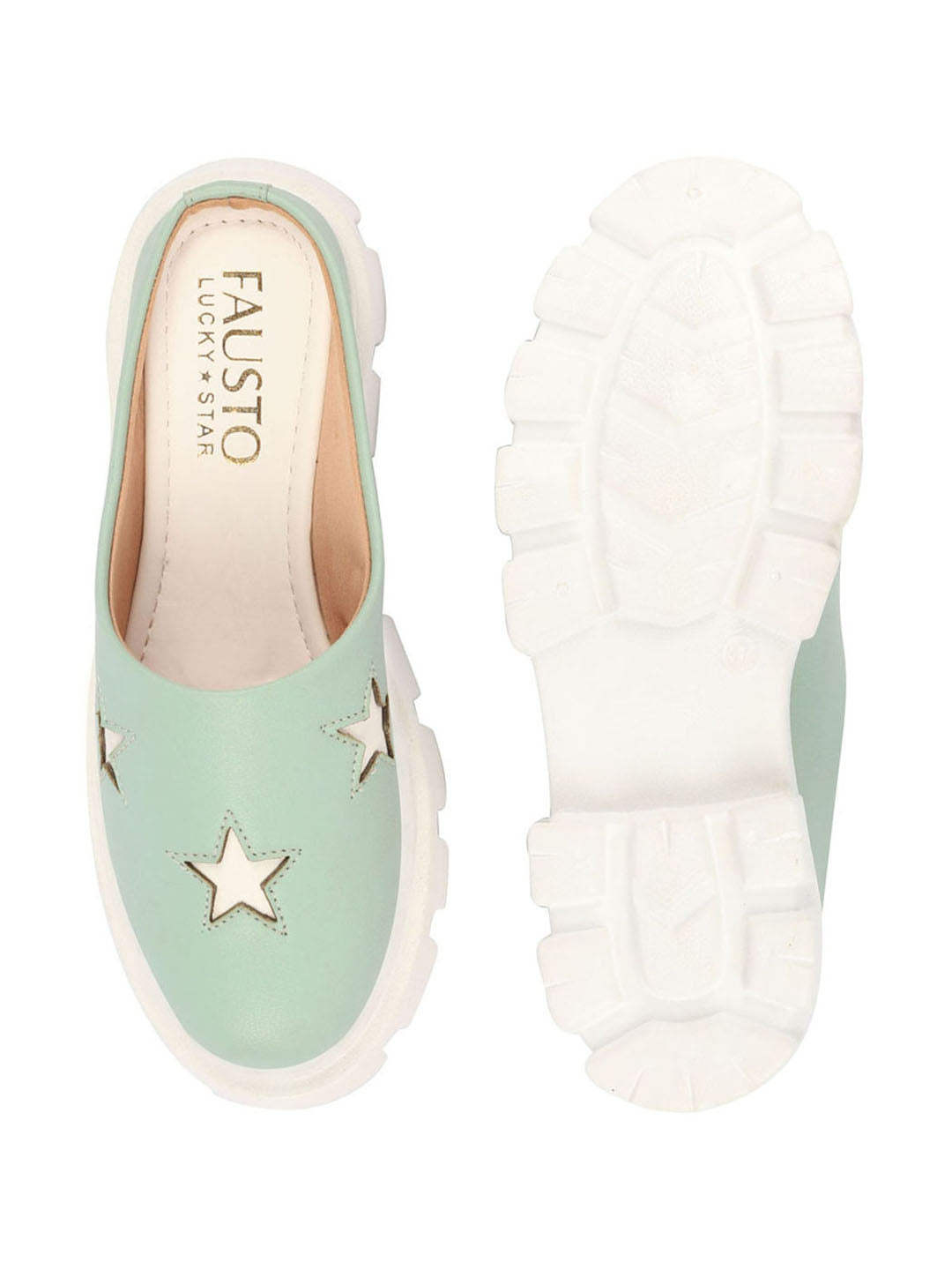 Shop Women's Pista Green Star Open Back Casual Shoes Online