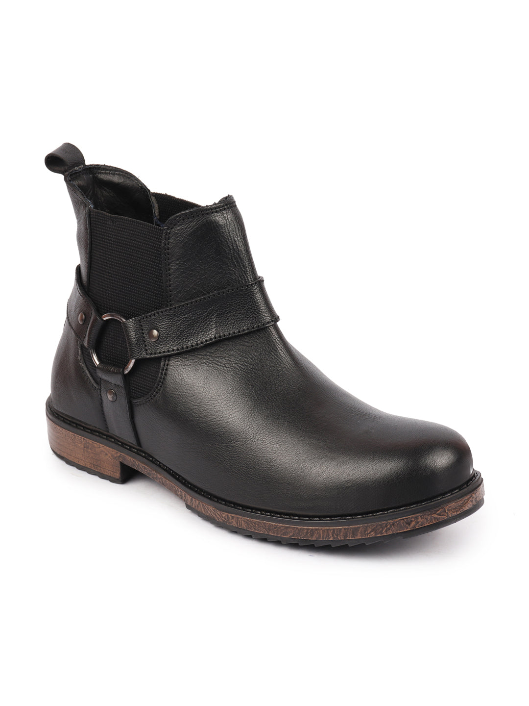 Shop Men High Ankle Leather Side Ring Slip On Chelsea Work Boot