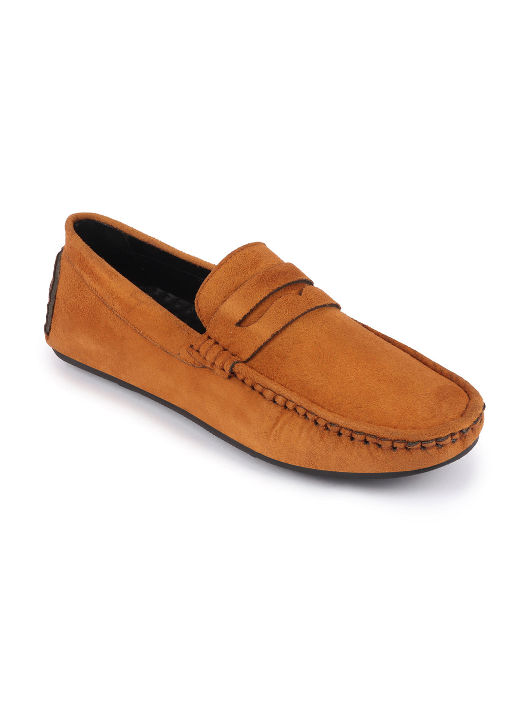 Buy Men Camel Suede Leather Side Stitched Loafer & Moccasin
