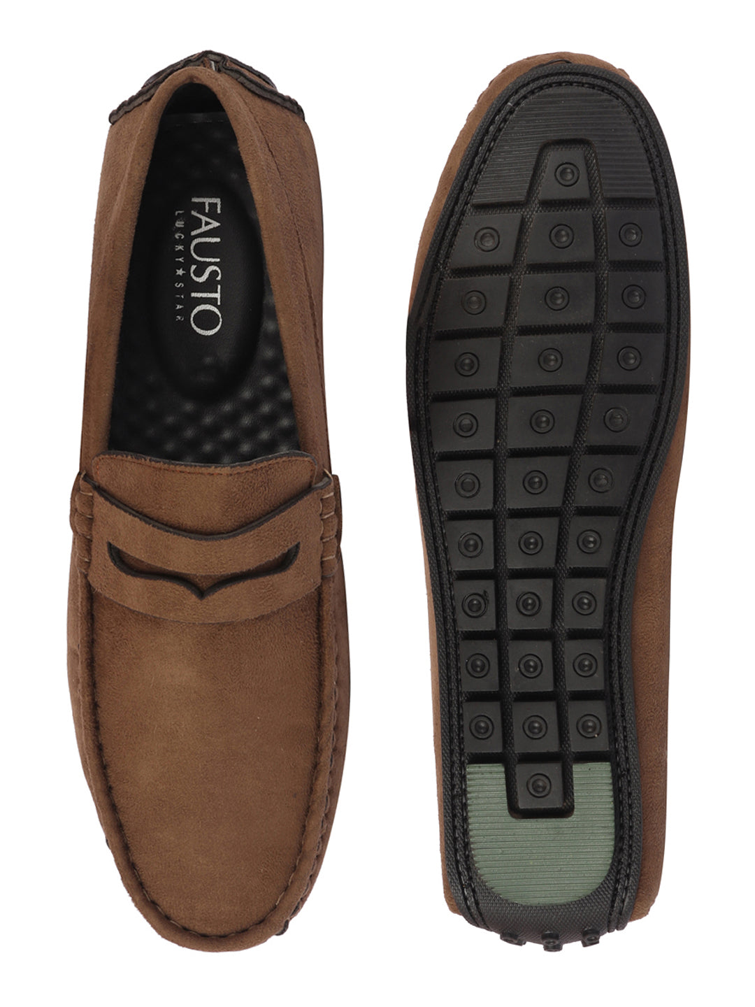 Shop Men Tan Suede Leather Side Stitched Driving Loafer and Moccasin Online