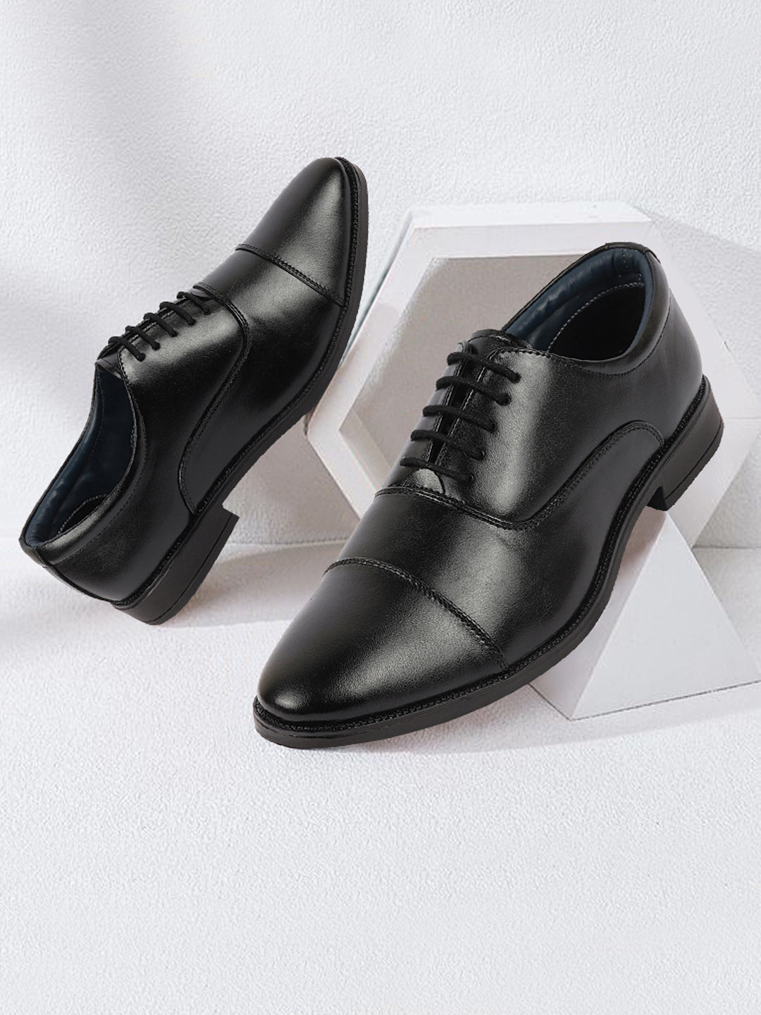 Shop Men Black Formal Office Work Lace-Up Derby Shoes Online