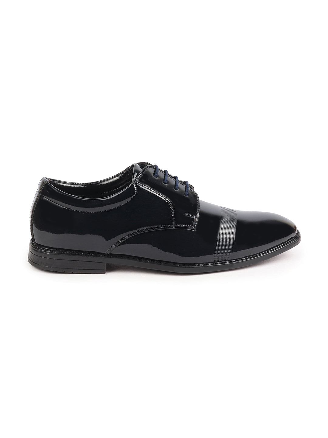 Shop Men's Blue Formal Textured Strip Lace Up Shoes Online