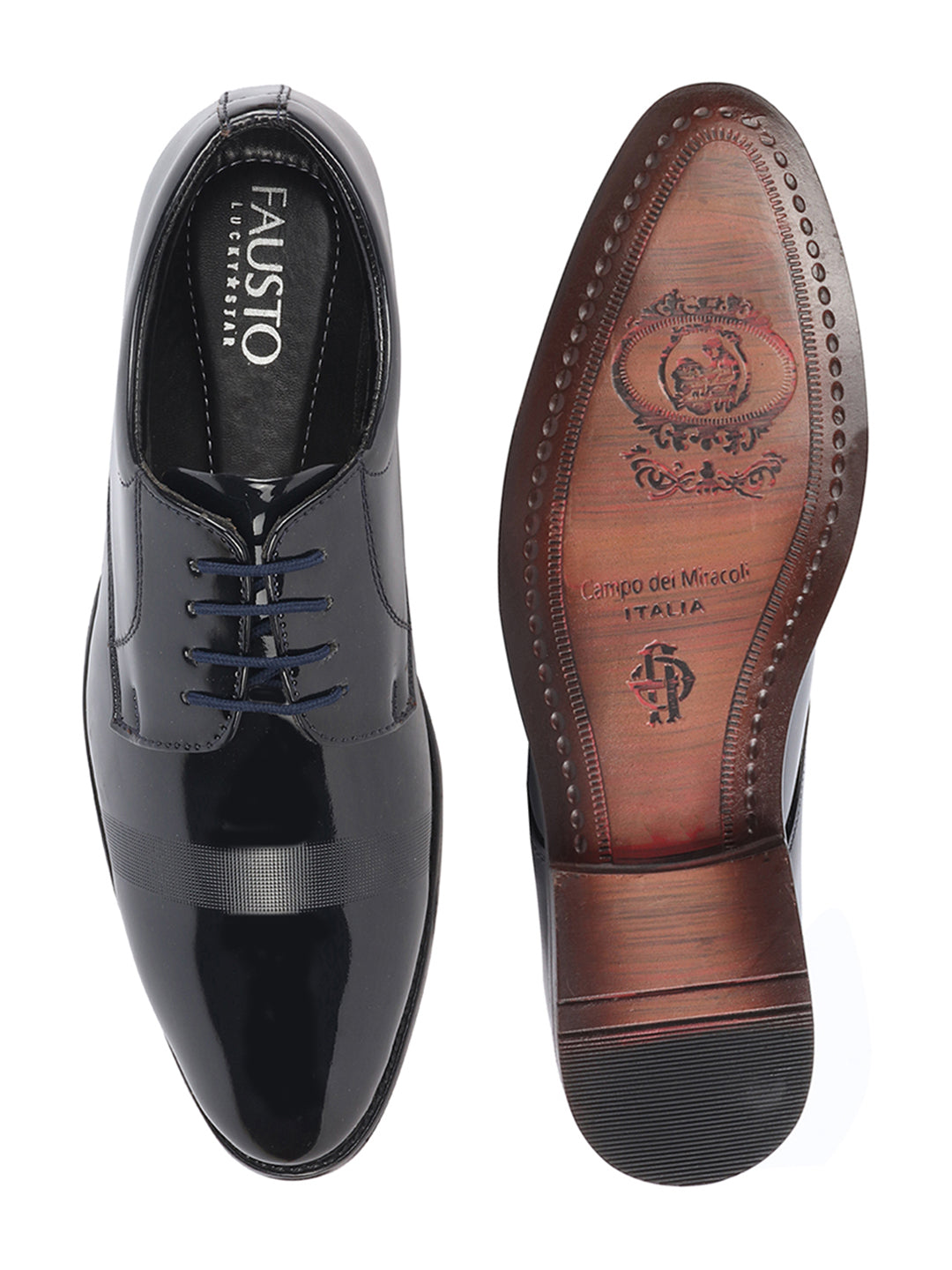 Shop Men's Blue Formal Textured Strip Lace Up Shoes Online