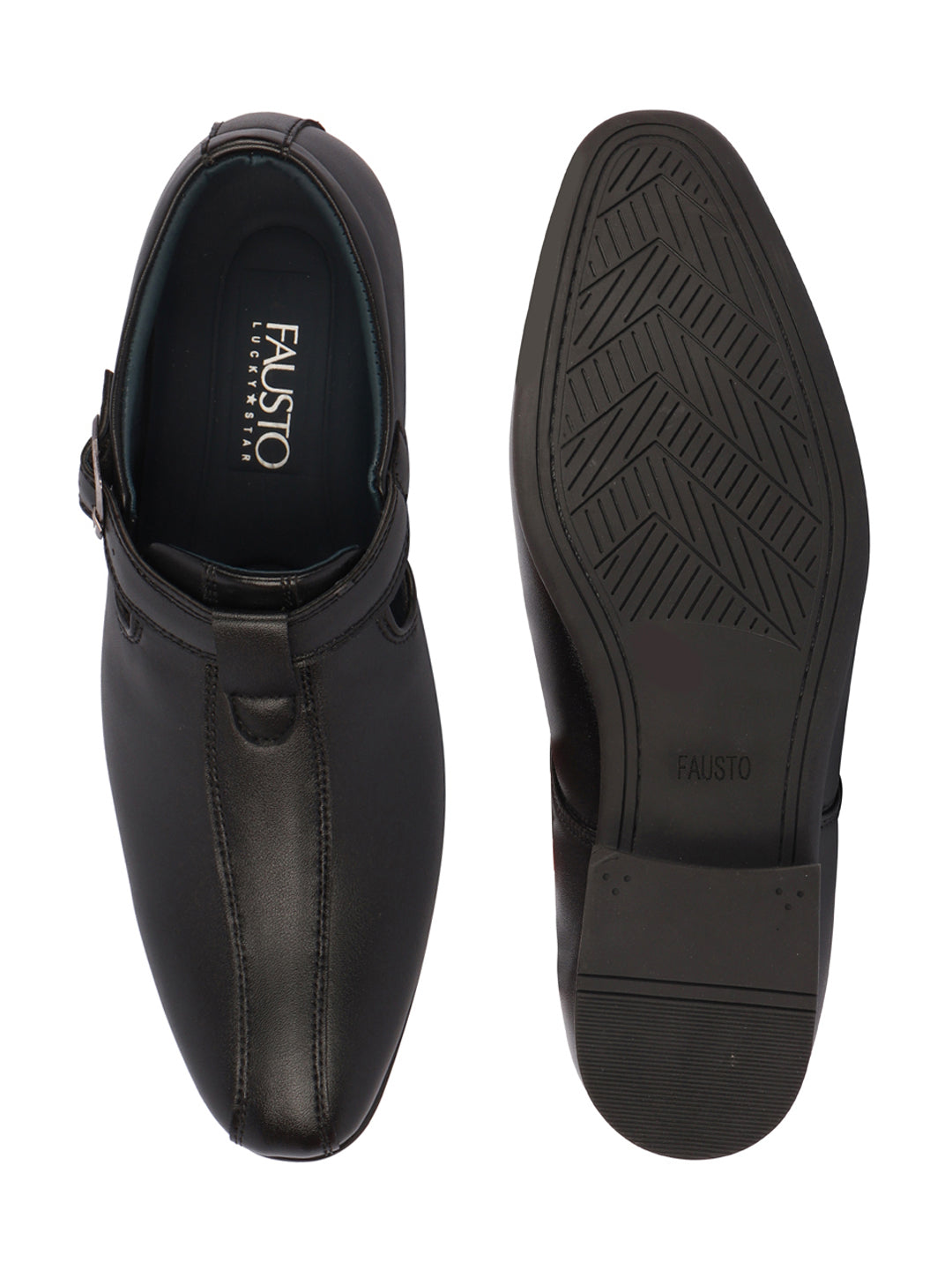 Shop Men Black Side Open Shoe Style Sandal with Buckle Strap Online