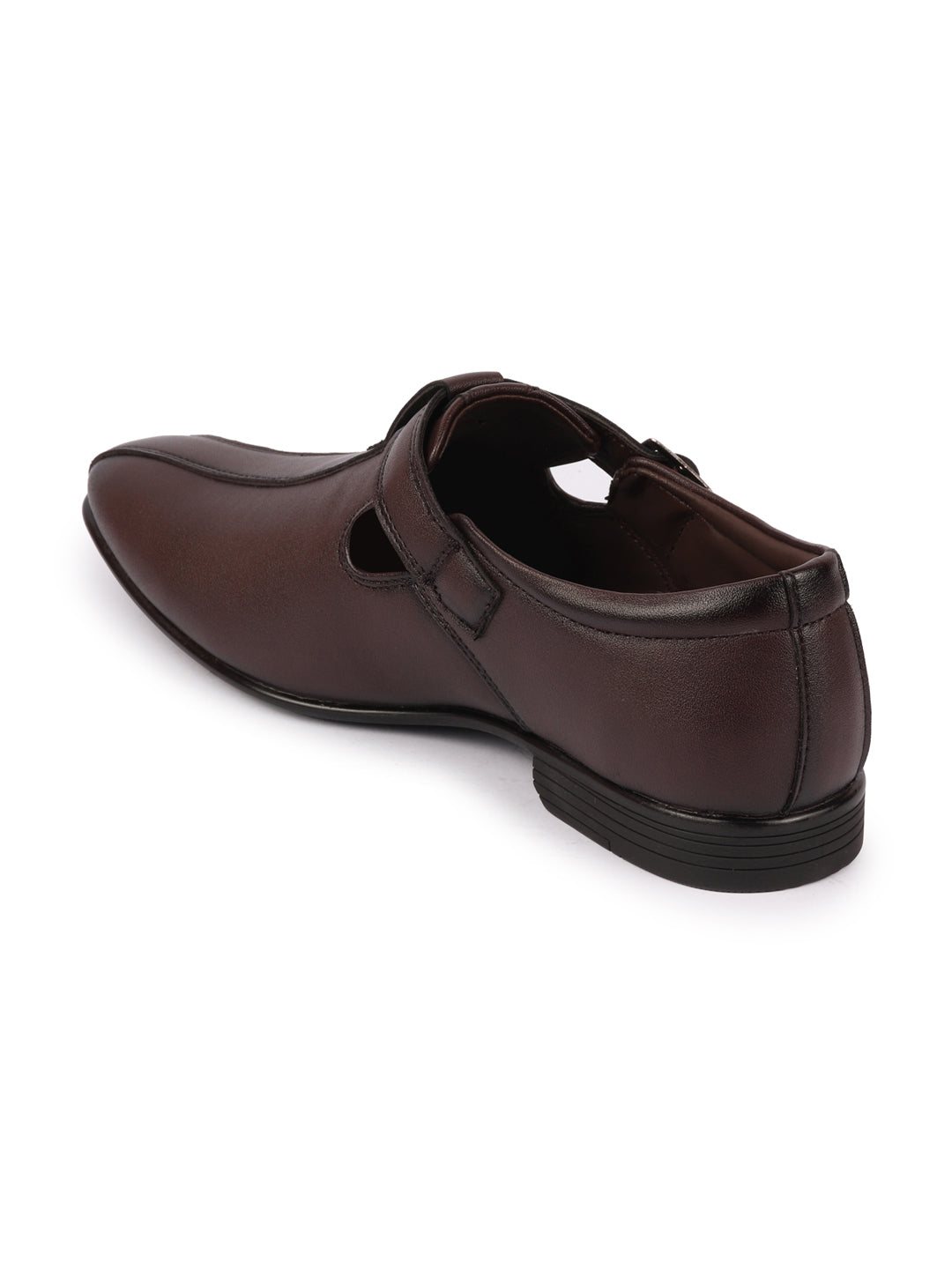 Shop Men Brown Side Open Shoe Style Sandal with Buckle Strap Online