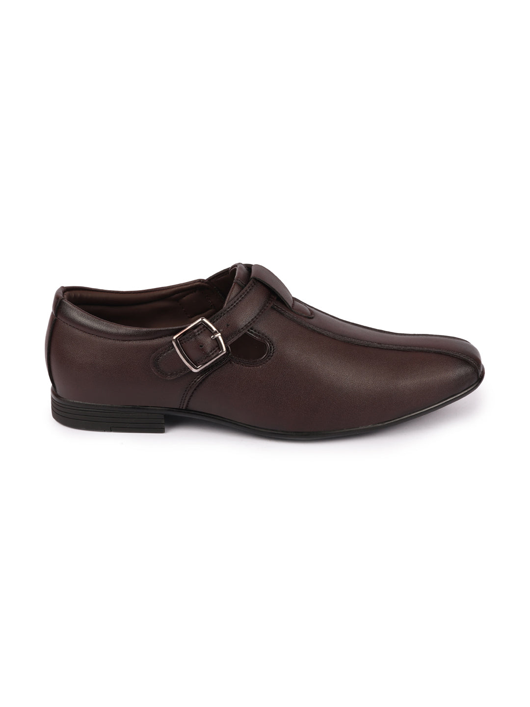 Shop Men Brown Side Open Shoe Style Sandal with Buckle Strap Online