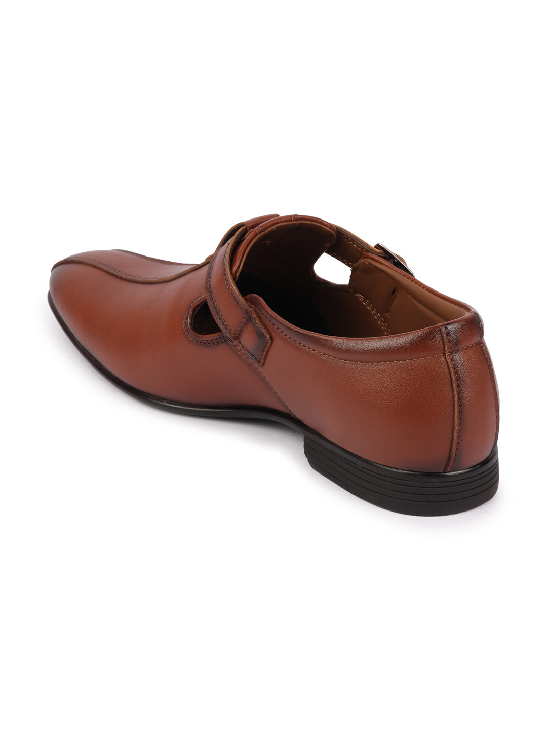 Shop Men Tan Side Open Shoe Style Sandal with Buckle Strap Online
