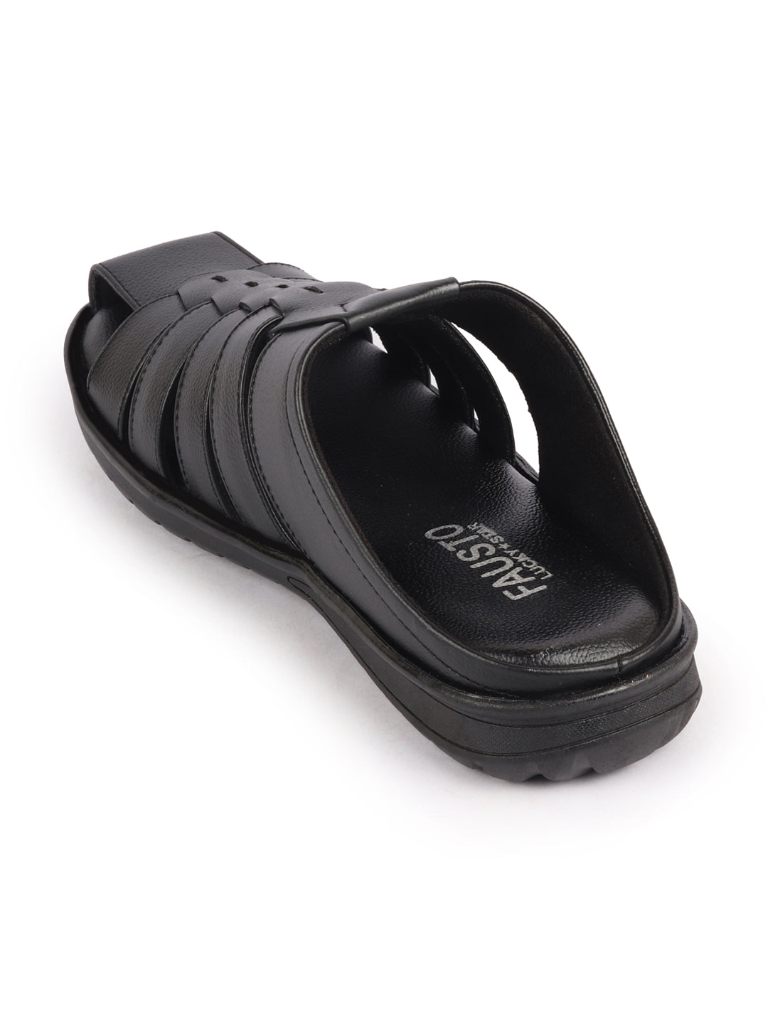 Men's Black Genuine Leather Closed Toe Dress Sandals