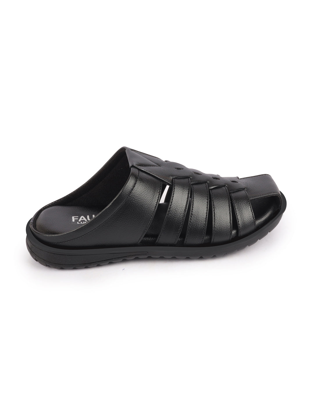 Men's Black Genuine Leather Closed Toe Dress Sandals