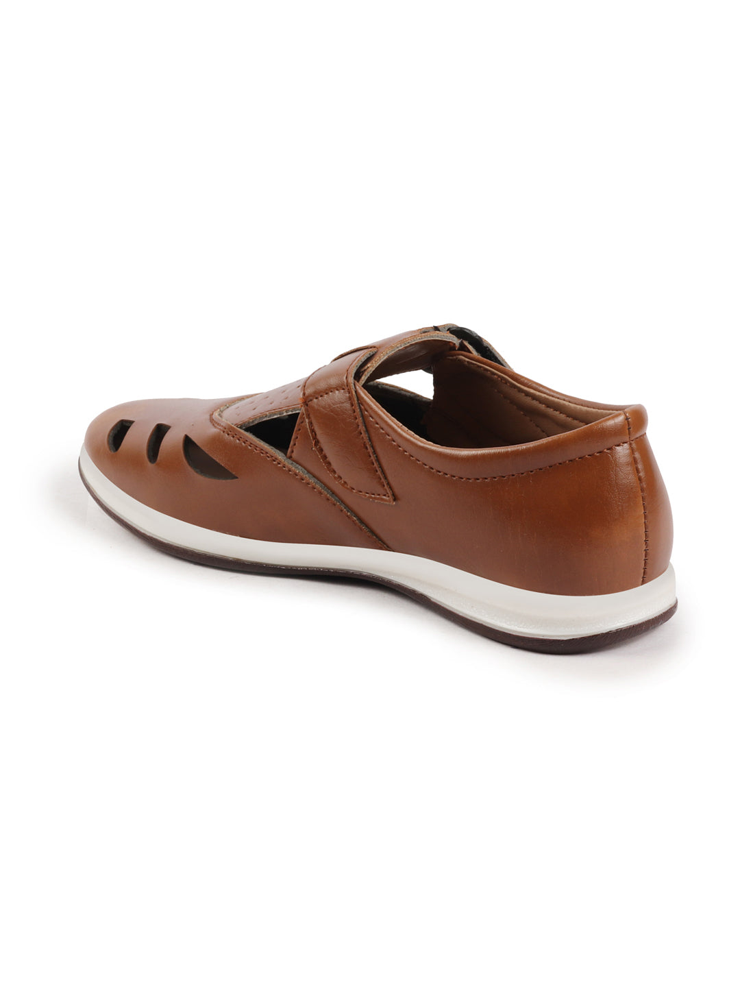 Shop Men's Tan Perforated Hook and Loop Sandals Online