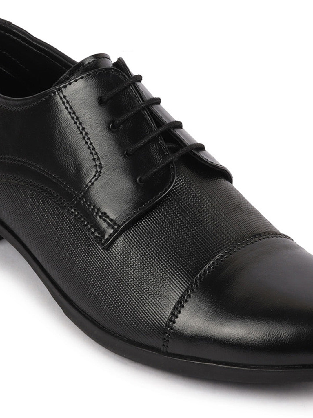 Buy Men Black Formal Office Cap Toe Leather Lace Up Shoes