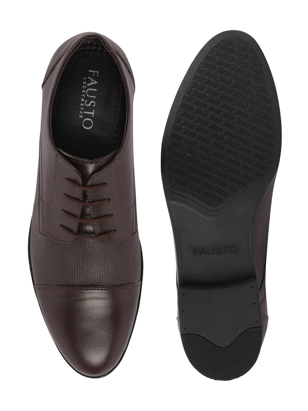 Buy Men Brown Formal Office Cap Toe Leather Lace Up Shoes