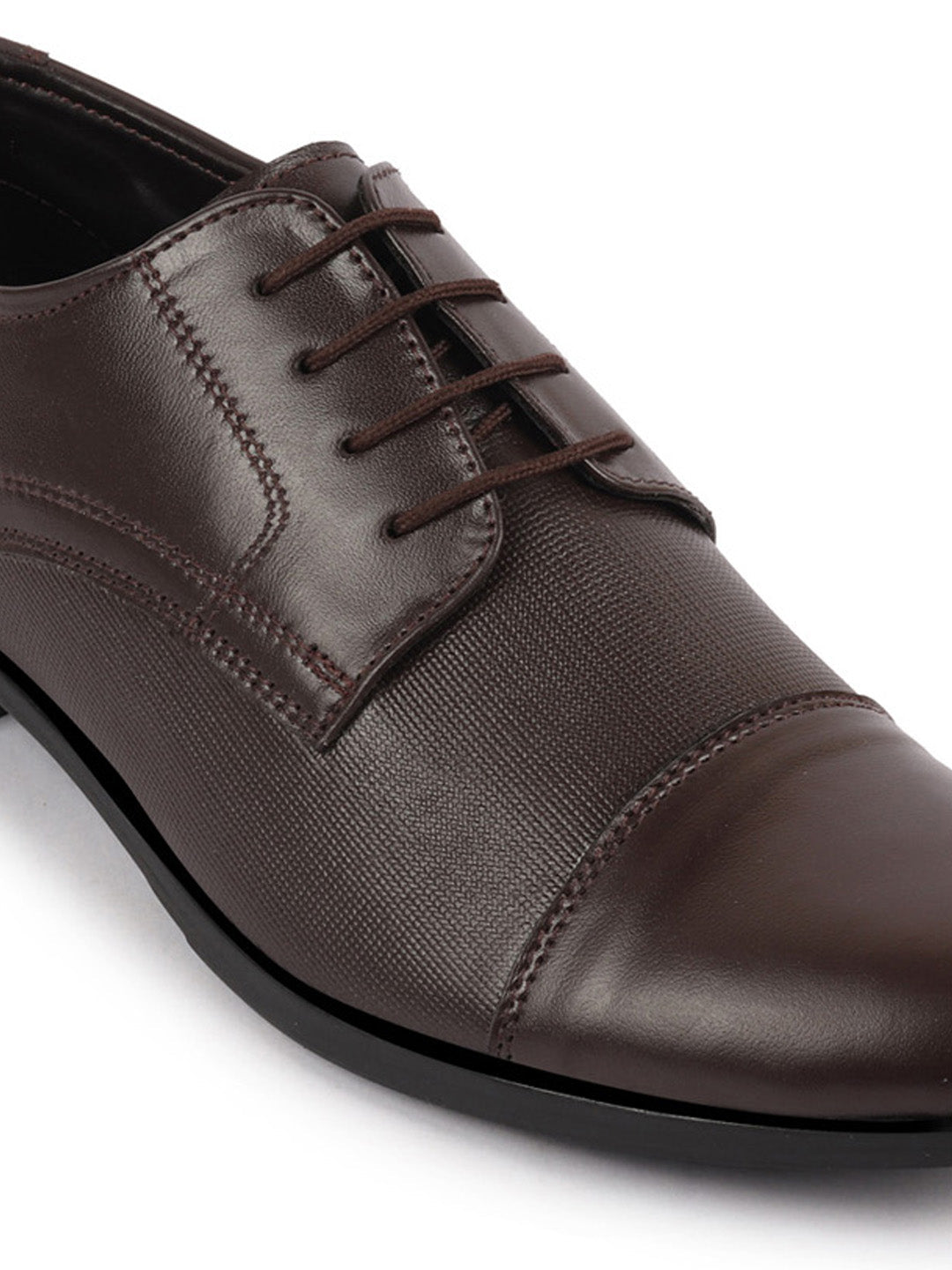 Buy Men Brown Formal Office Cap Toe Leather Lace Up Shoes