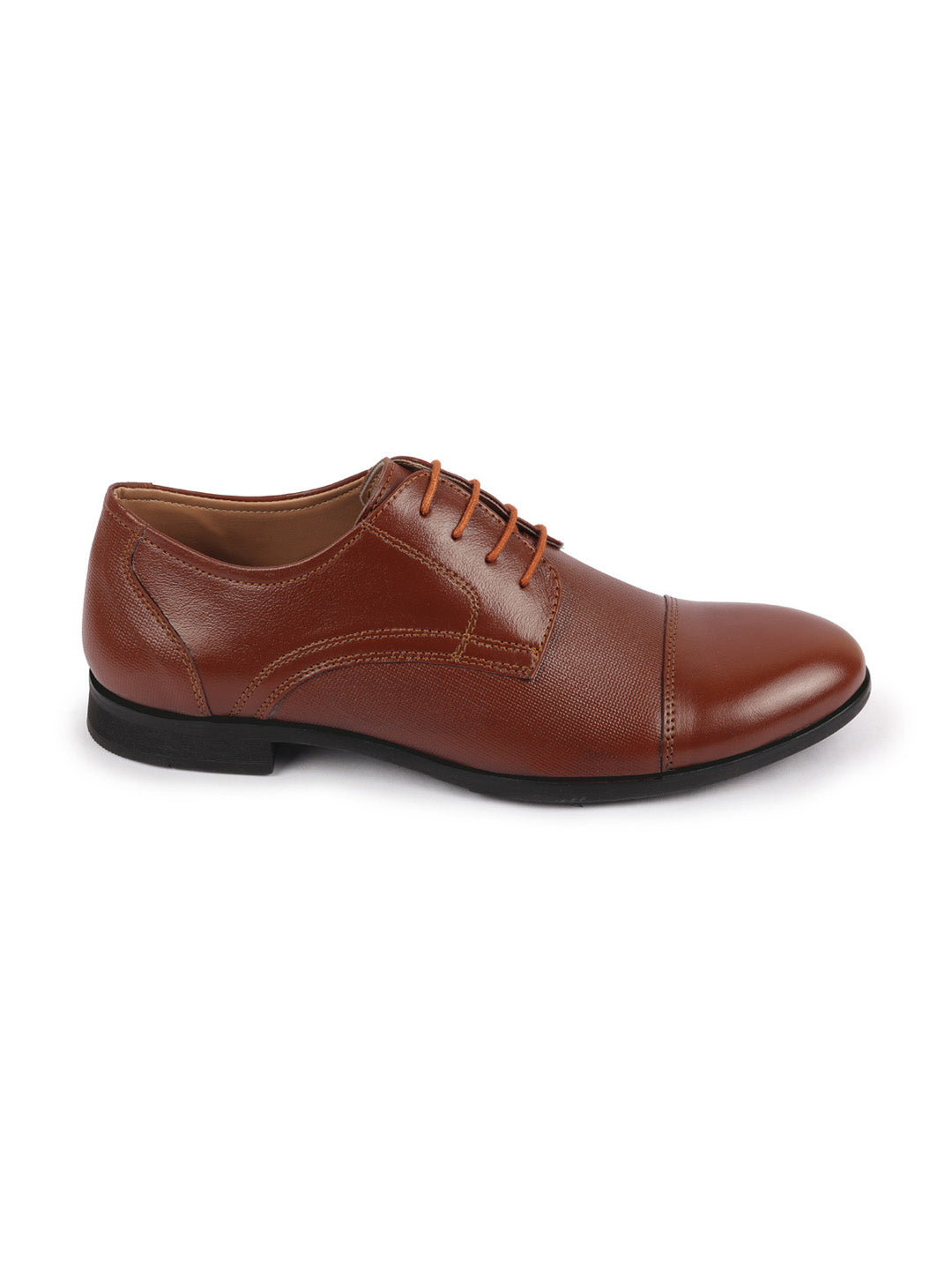 Buy Men Tan Formal Office Cap Toe Leather Lace Up Shoes