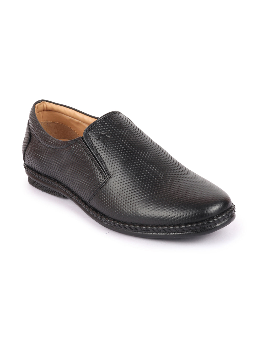 Buy Men Black Formal/Office Broad Toe Leather Slip On Shoes