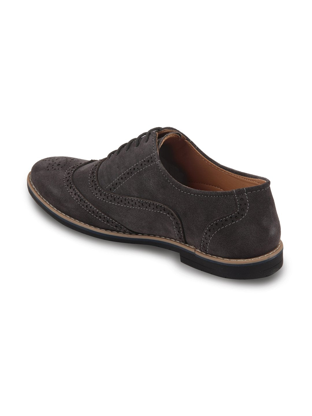 Shop Men's Grey Suede Leather Formal Brogue Shoes Online